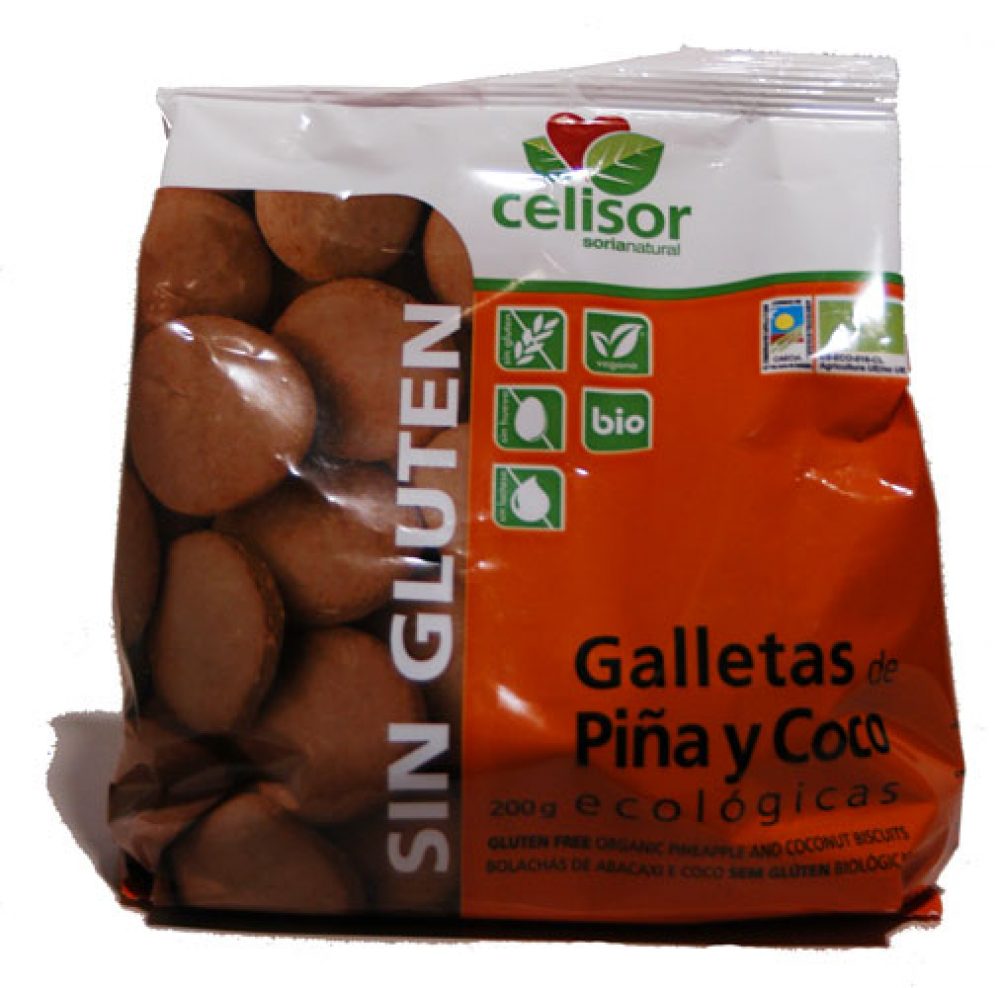 BOLACHAS ABACAXI E COCO BIO 200G CELISOR - BIOCABAZ - CABAZES BIOLÓGICOS